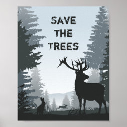 Save The Trees Woodland Forest Animals Environment Poster | Zazzle