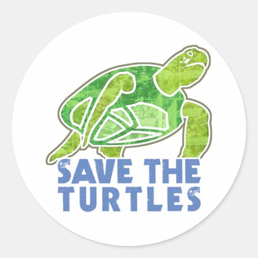 Save the Turtles Round Sticker | Zazzle