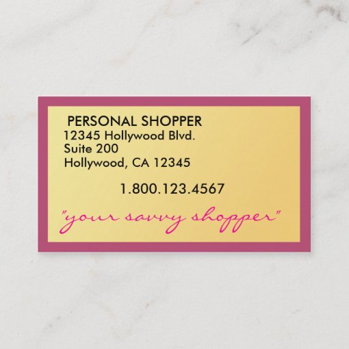 Savvy Shopper Personal Shopper Business Card | Zazzle