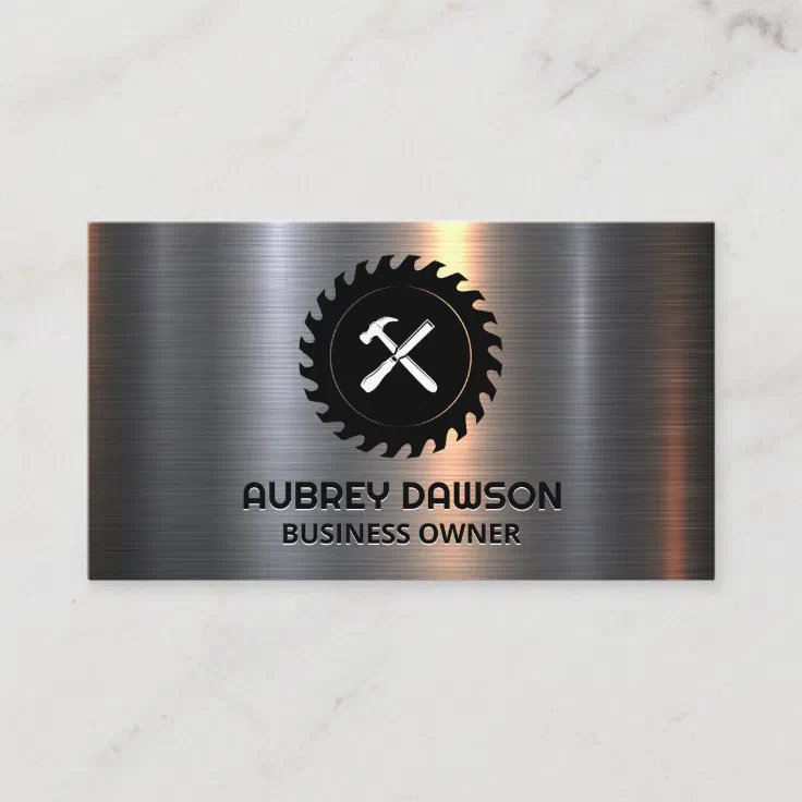 Saw and Tools | Metallic Business Card | Zazzle