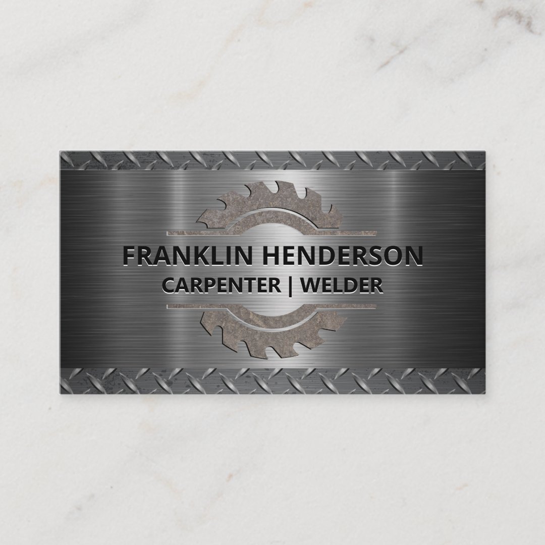 Saw Blade | Diamond Plated Steel | Metallic Business Card | Zazzle