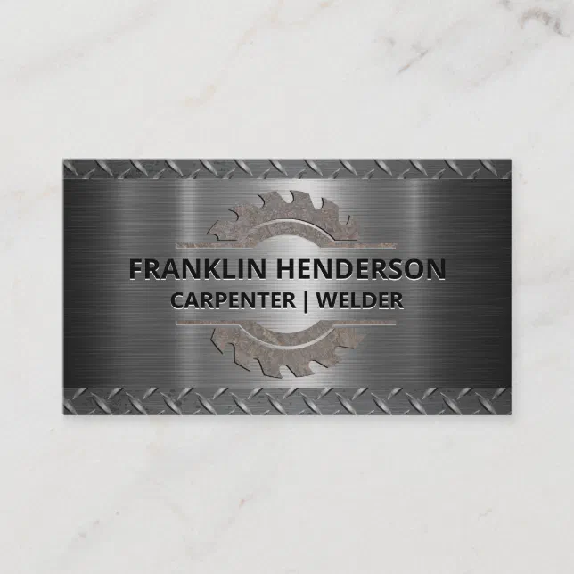Saw Blade | Diamond Plated Steel | Metallic Business Card | Zazzle