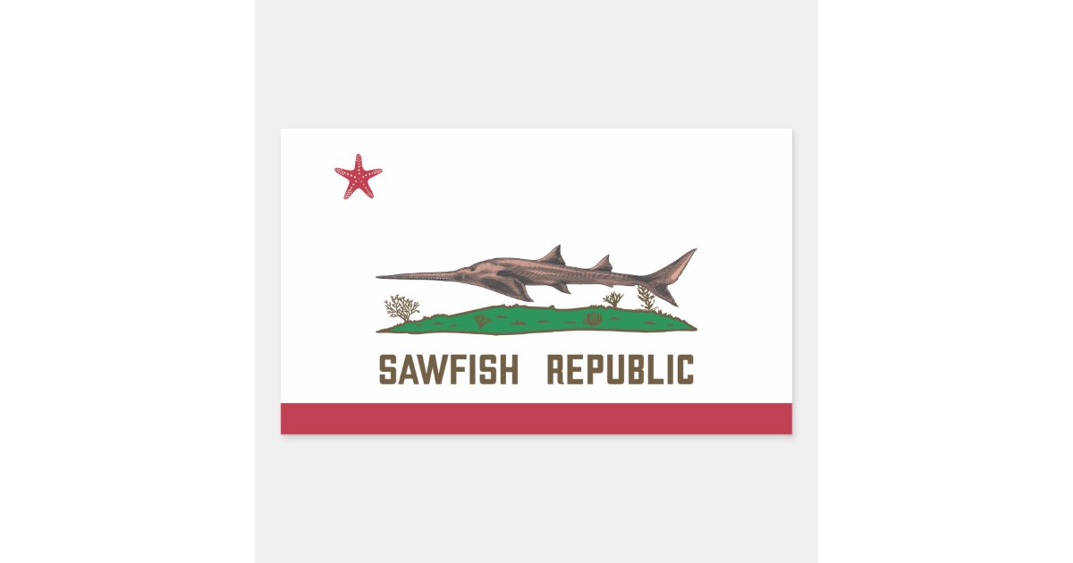 Sawfish Republic Ray Flag Carpenter Shark Rectangular Sticker | Zazzle