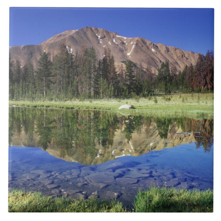 Sawtooth Mountains reflected in Fourth of July Tile | Zazzle