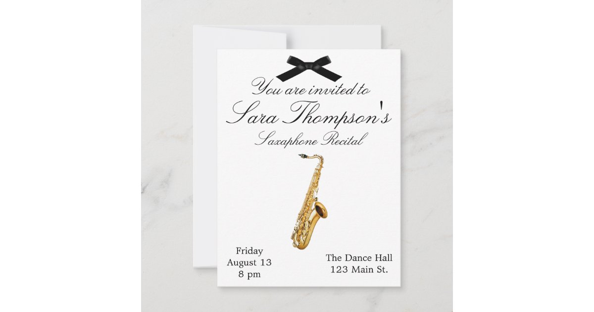 Saxaphone Recital Invitation | Zazzle