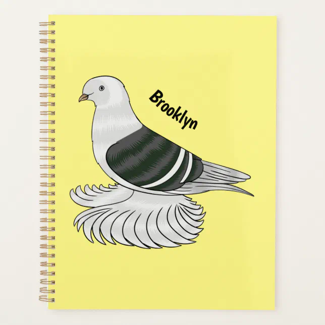 Saxon Shield pigeon bird cartoon illustration Planner | Zazzle
