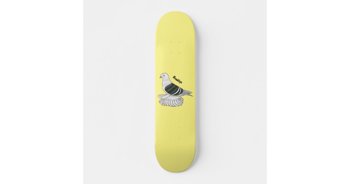 Saxon Shield pigeon bird cartoon illustration Skateboard | Zazzle