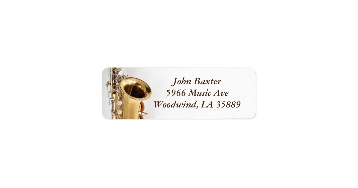 Saxophone address label | Zazzle