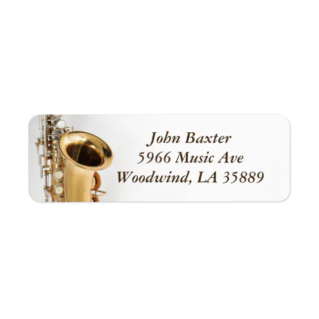 Saxophone address label | Zazzle