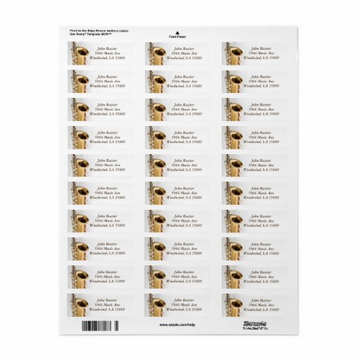 Saxophone address label | Zazzle