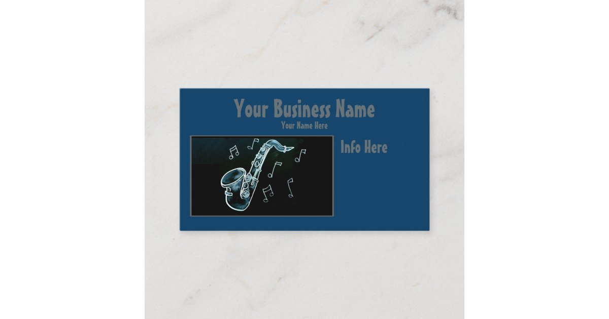 Saxophone And Music Notes Business Card | Zazzle