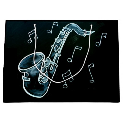 Saxophone And Music Notes Large Gift Bag | Zazzle