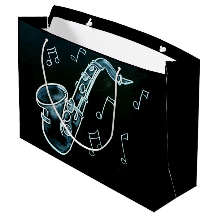 Saxophone And Music Notes Large Gift Bag | Zazzle.com