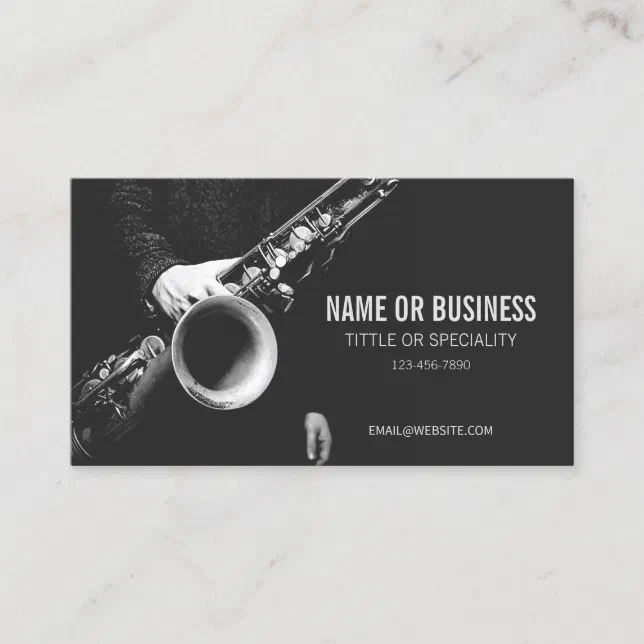 Saxophone art for saxophonist business card | Zazzle