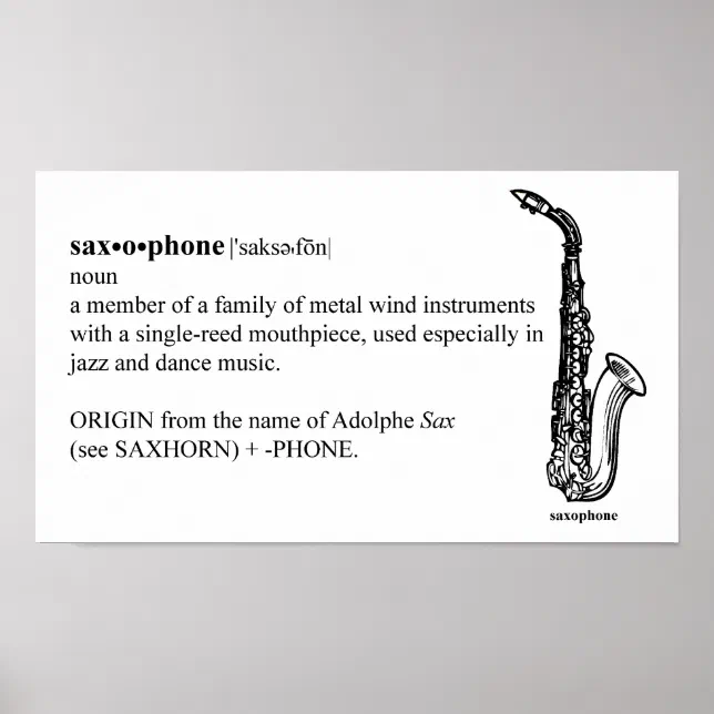 Saxophone Definition Poster | Zazzle