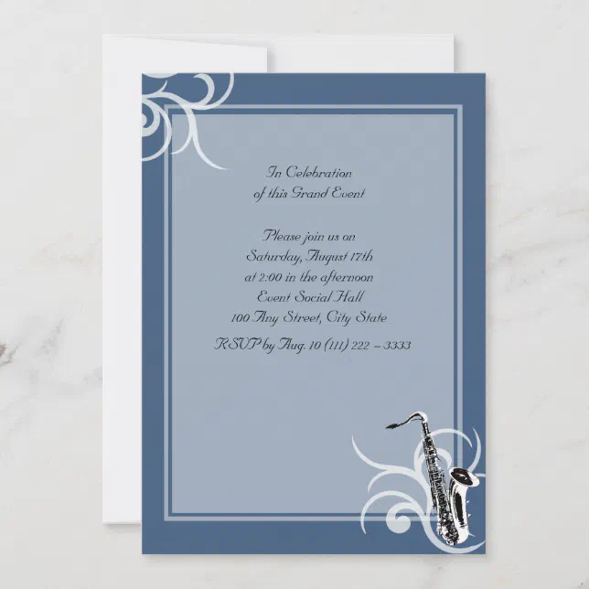 Saxophone Full Color Invitation | Zazzle
