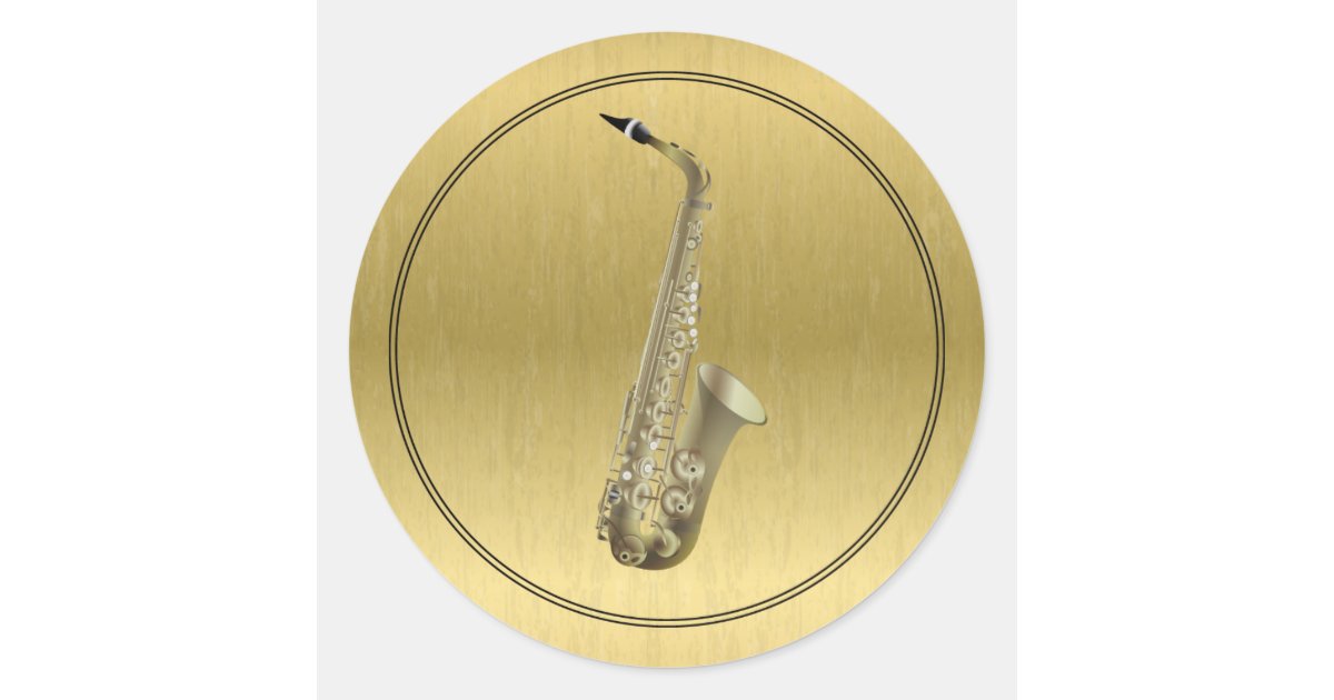 Saxophone Instrument Classic Round Sticker | Zazzle