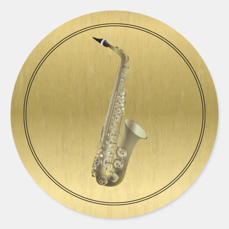 Saxophone Instrument Classic Round Sticker | Zazzle