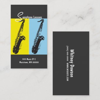 Saxophone Lessons, Instructor, Music Business Card | Zazzle
