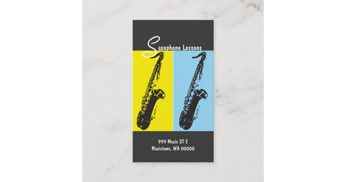 Saxophone Lessons, Instructor, Music Business Card | Zazzle