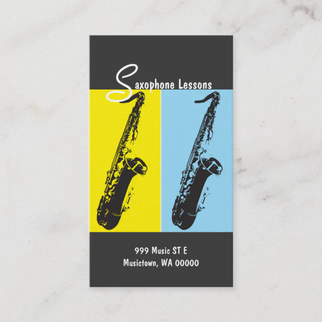 Saxophone Lessons, Instructor, Music Business Card | Zazzle