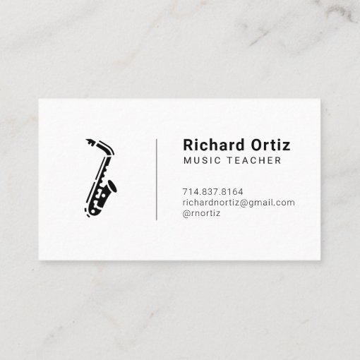 Saxophone Logo Business Cards | Zazzle