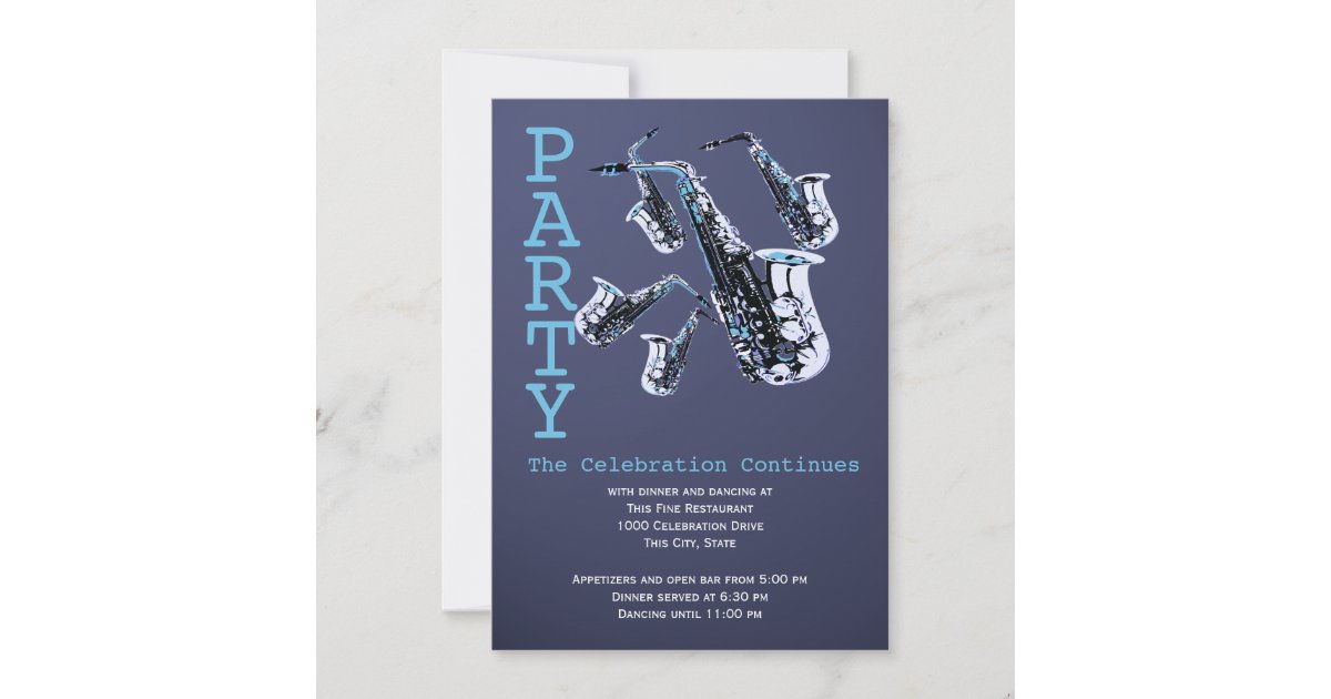 Saxophone Music Bar Mitzvah Reception Invitation | Zazzle