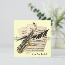 Saxophone Music Design Invitation | Zazzle