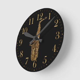 Saxophone Music Themed Wall Clock | Zazzle