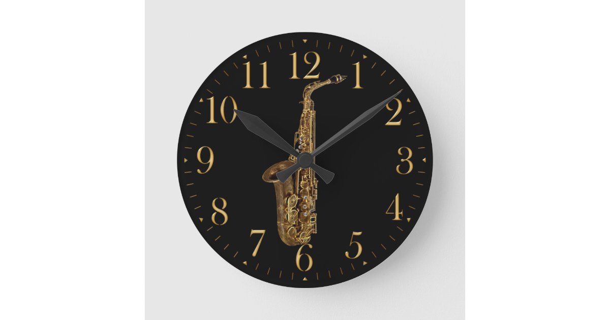 Saxophone Music Themed Wall Clock | Zazzle