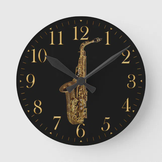 Saxophone Music Themed Wall Clock | Zazzle