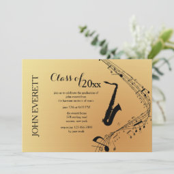 Saxophone Musical Instrument Invitation | Zazzle