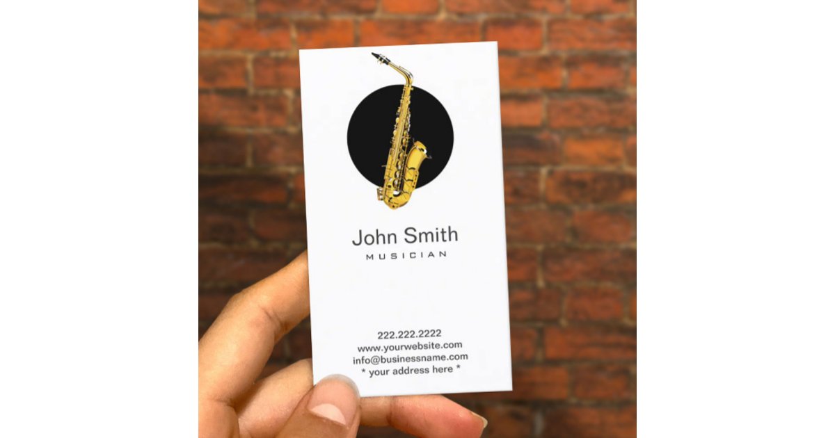 Saxophone Musician Musical Business Card | Zazzle