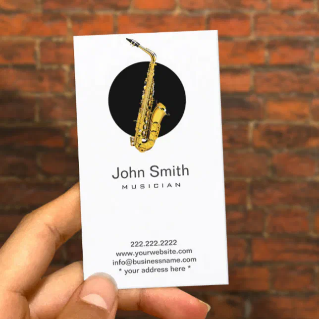 Saxophone Musician Musical Business Card | Zazzle