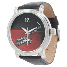 Saxophone Personalized Monogram Gift Watch | Zazzle