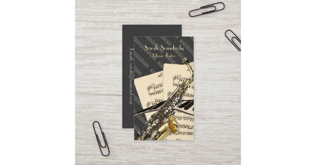 Saxophone & Piano Music Personalized Business Card | Zazzle