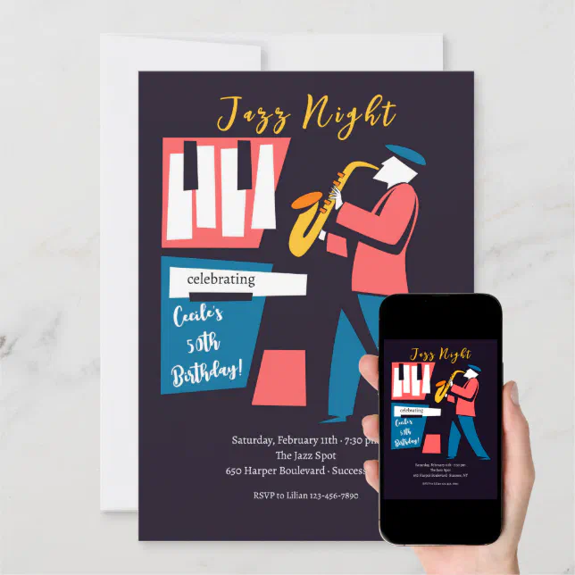 Saxophone Player Invitation | Zazzle