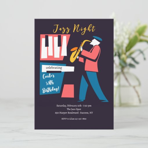 Saxophone Player Invitation | Zazzle