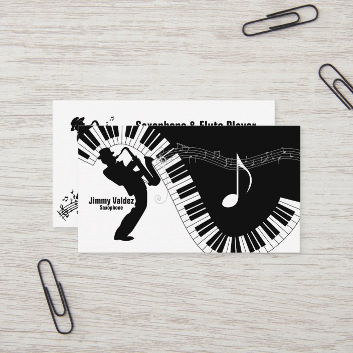 Saxophone Player Music Notes Piano Keys Business Card | Zazzle.com