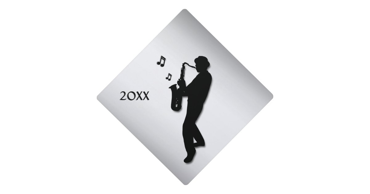 Saxophone Player with Year Graduation Cap Topper | Zazzle