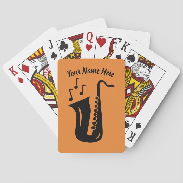 Saxophone playing cards with custom name | Zazzle.com