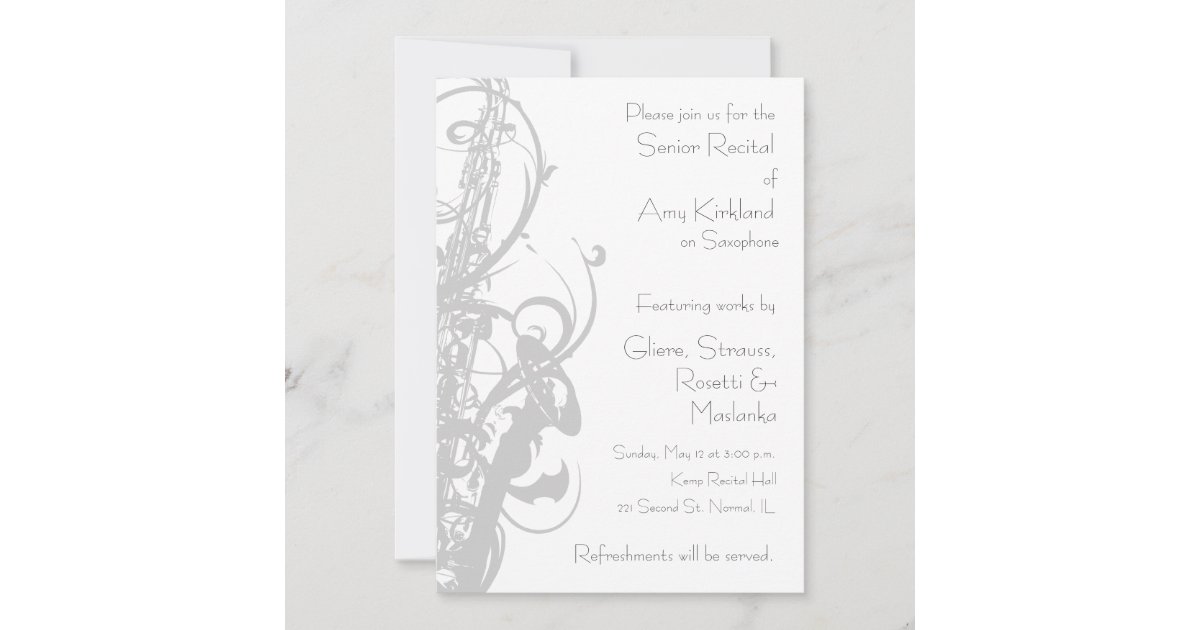 Saxophone Recital Invitation | Zazzle