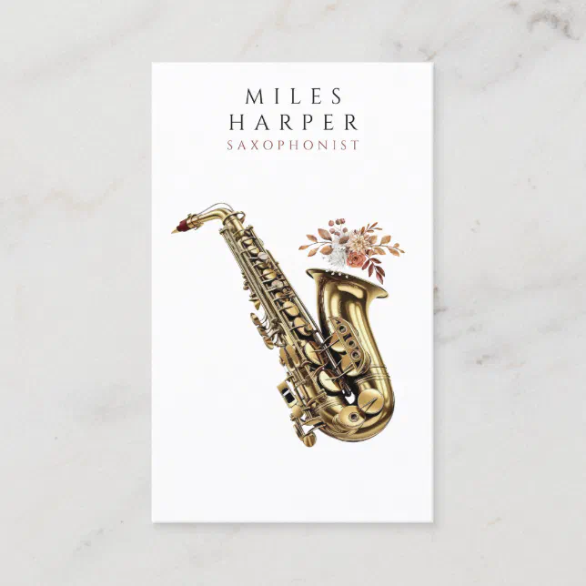 Saxophone Saxophonist Musician Teacher Business Card | Zazzle