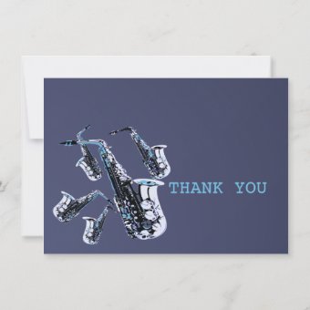 Saxophone Thank You Flat Card | Zazzle