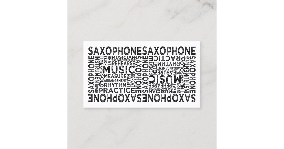 Saxophone Typography Business Card | Zazzle