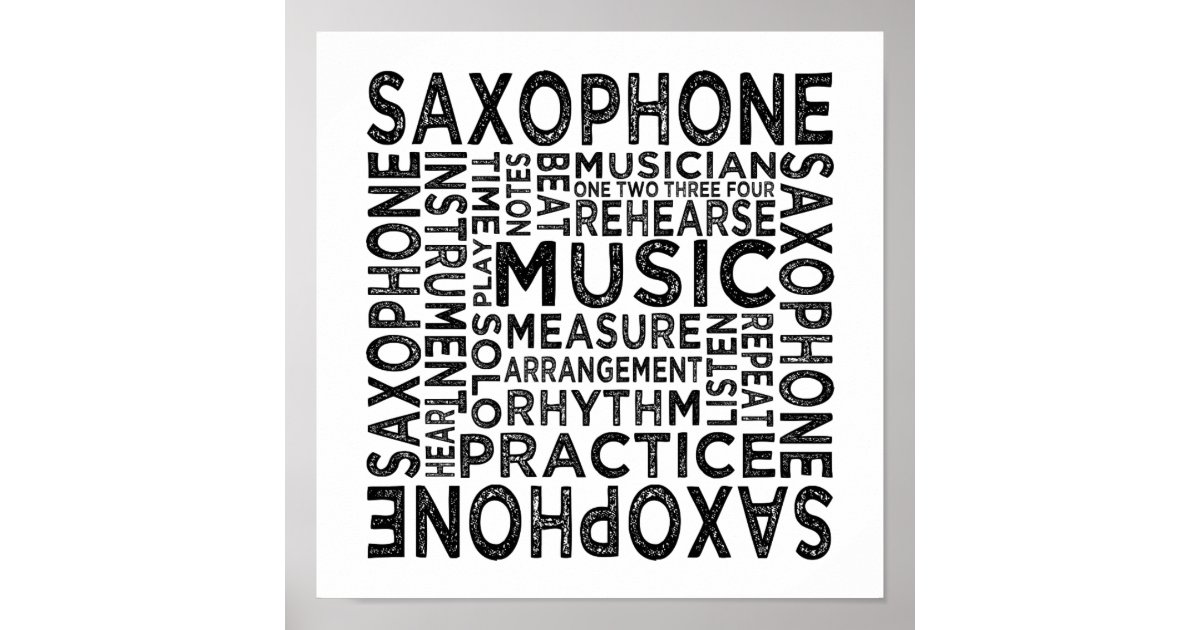 Saxophone Typography Poster | Zazzle