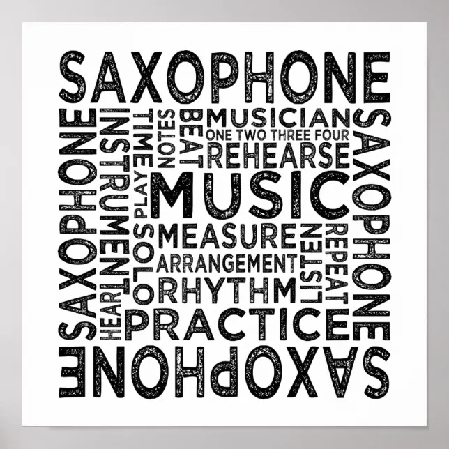 Saxophone Typography Poster | Zazzle