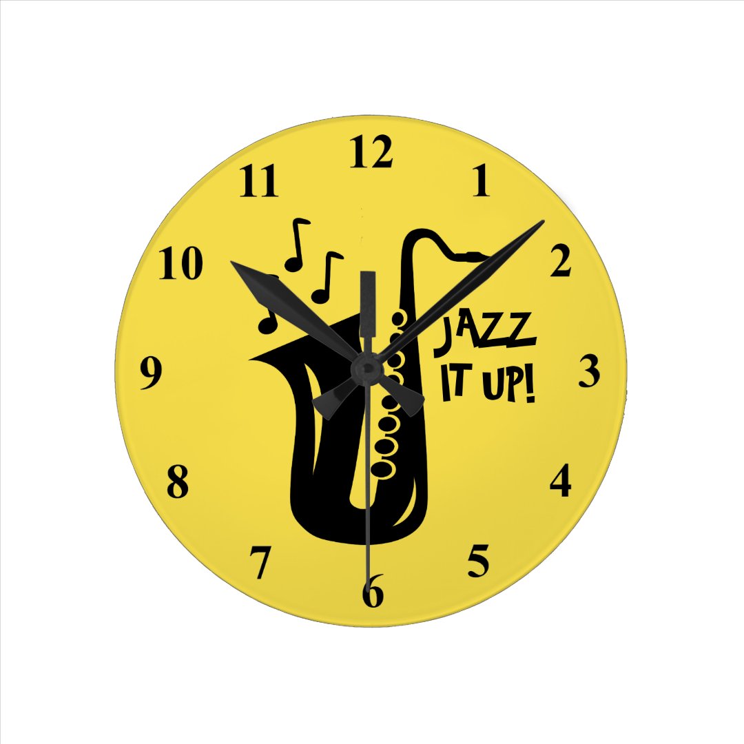 Saxophone wall clock for home, jazz club or office | Zazzle