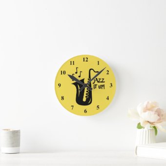 Saxophone wall clock for home, jazz club or office | Zazzle