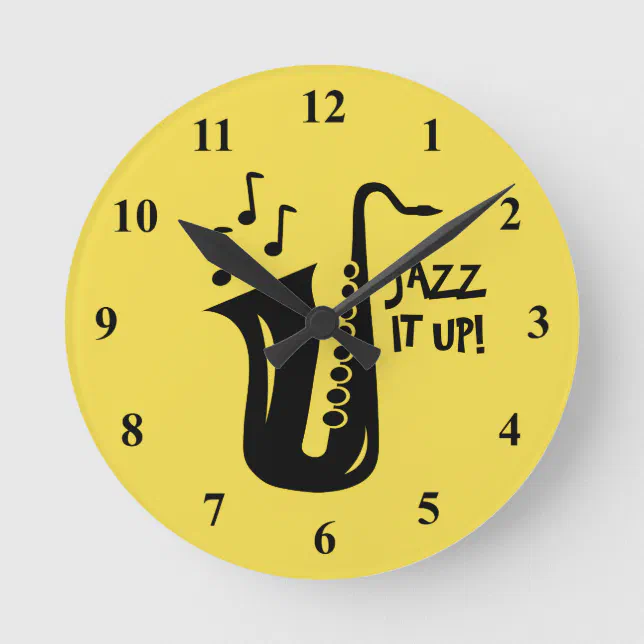 Saxophone wall clock for home, jazz club or office | Zazzle